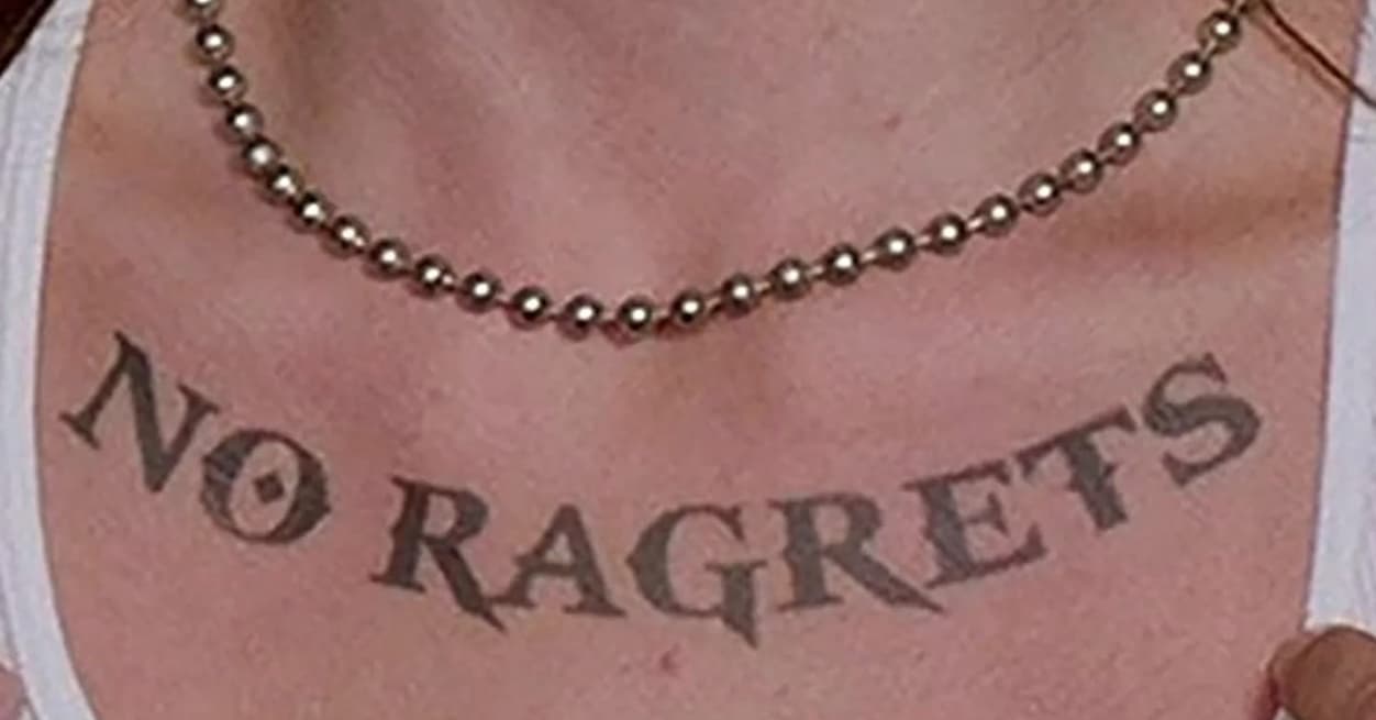 No Regrets Tattoo Misspelled
