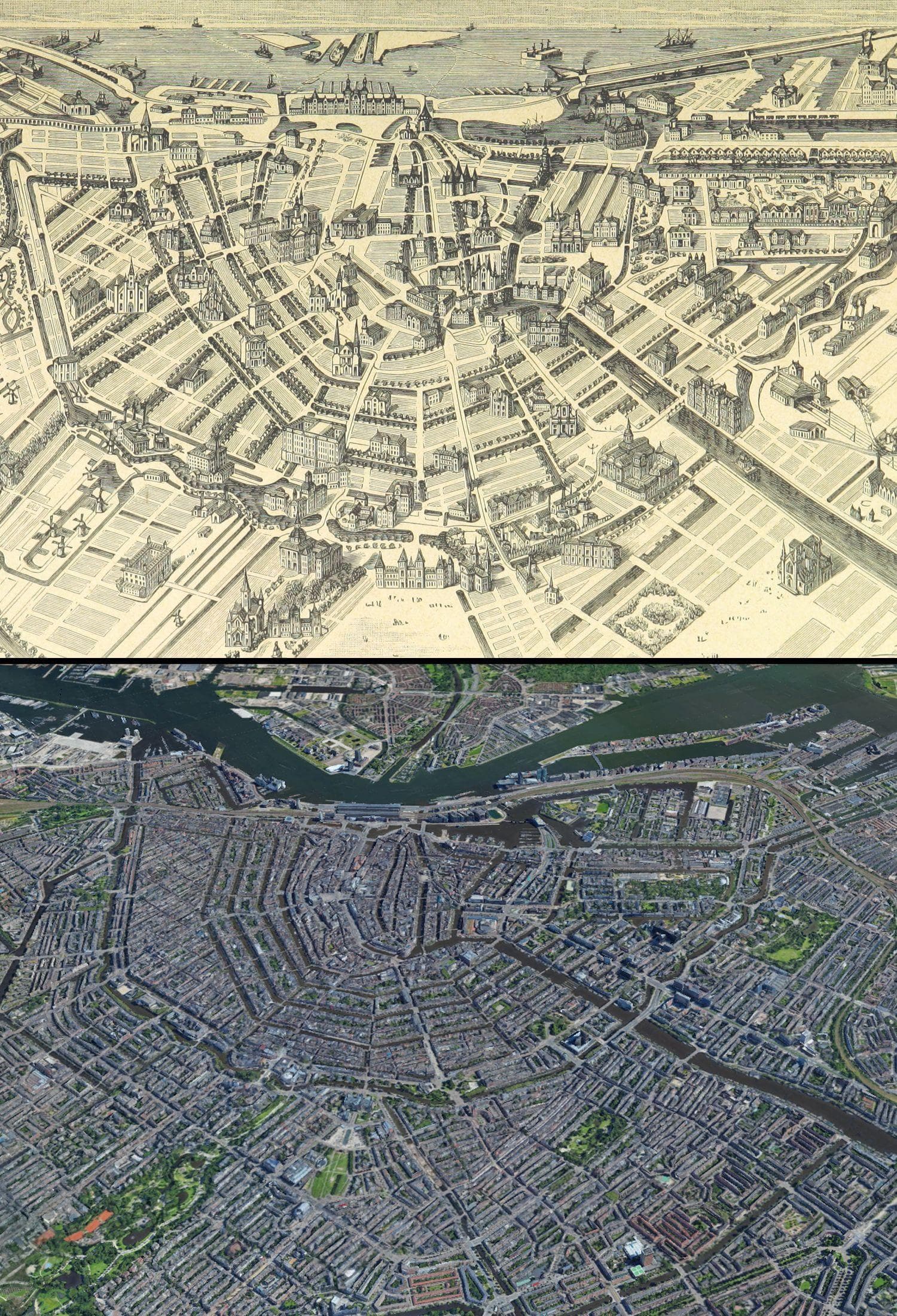 Old Maps Of Cities Compared With What They Look Like Today