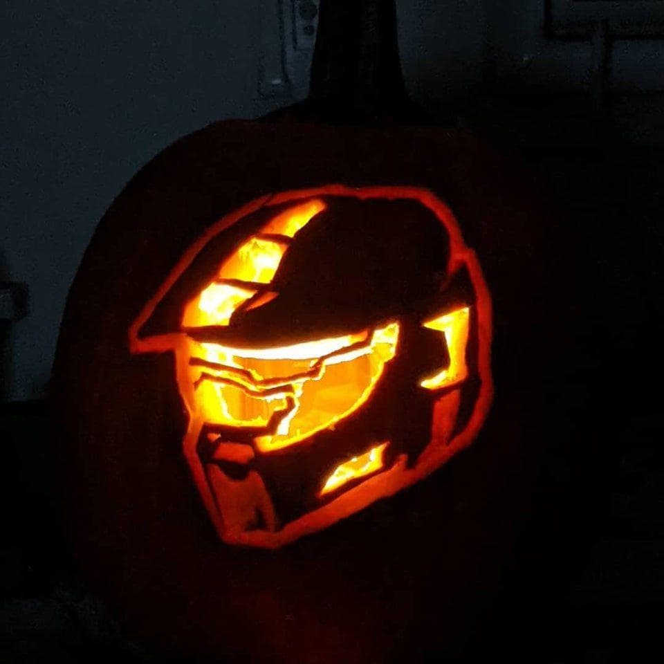 Master Chief Pumpkin Stencil