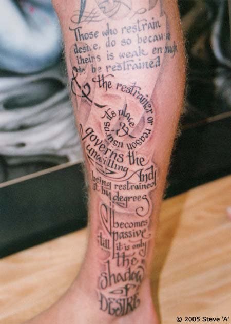 Leg Tattoos: Picture List Of Leg Tattoos And Designs