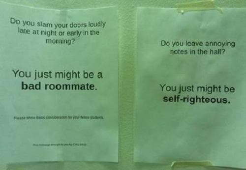 Funny College Dorm Room Signs & Passive-Aggressive Notes