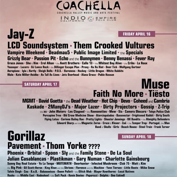The Best Coachella Lineups of All Time, Ranked