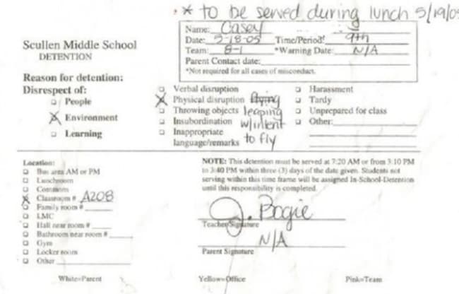 The 18 Funniest Detention Slips Ever Issued