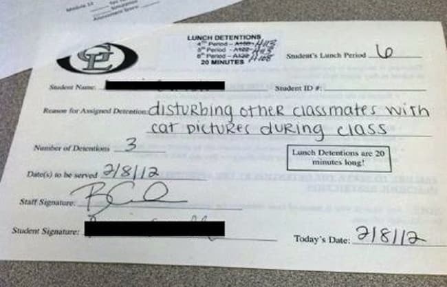 The 18 Funniest Detention Slips Ever Issued