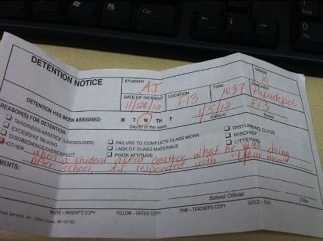 The 18 Funniest Detention Slips Ever Issued