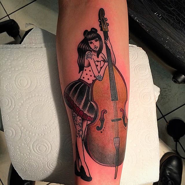 Upright Bass Tattoo Designs