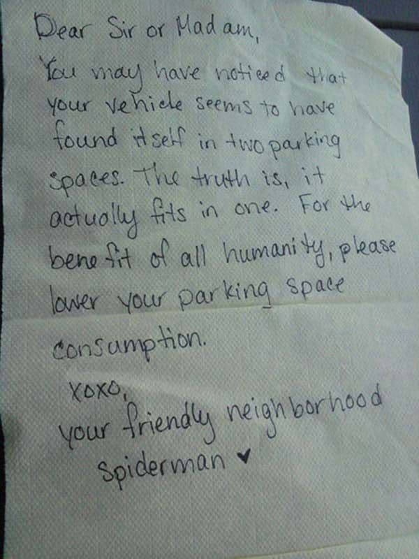 35 Funny Passive Aggressive Notes on Cars, Ranked