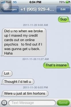 11 Scary Text Messages From Crazy Ex-Girlfriends