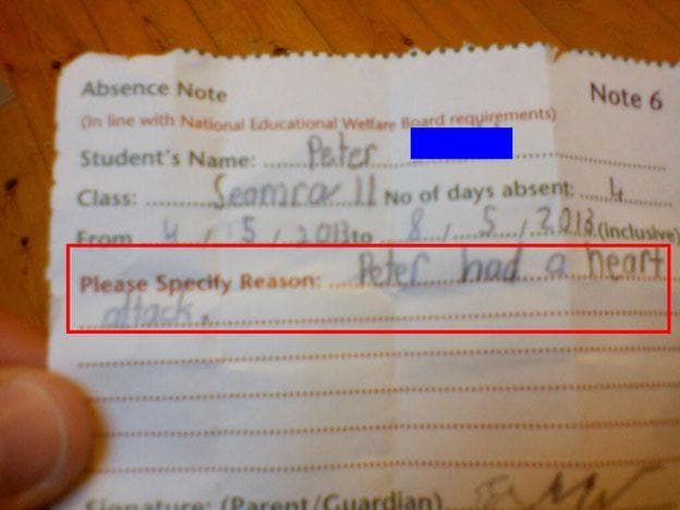 18 Fake School Excuse Notes That Would Never Work