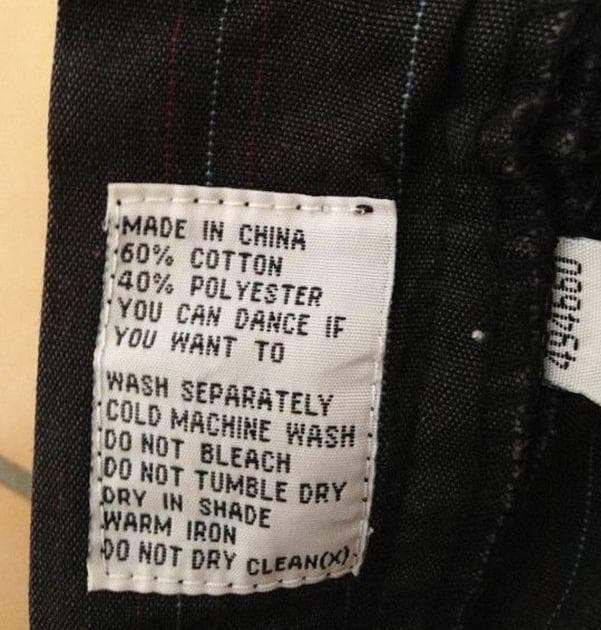 24 Hilarious Clothing Tags That Have Funny Messages