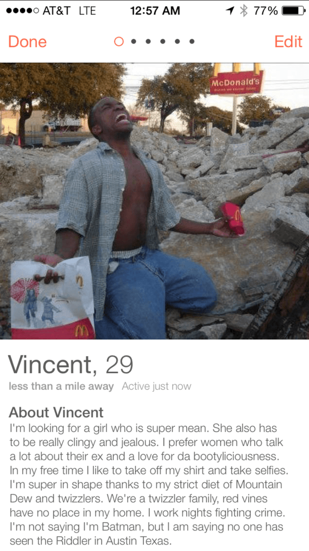 16 Weird Tinder Profiles You'd Swipe Right on For the Hell of It