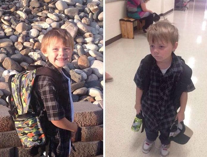Random Hilarious Pictures of Kids Before and After Their First Day of ...