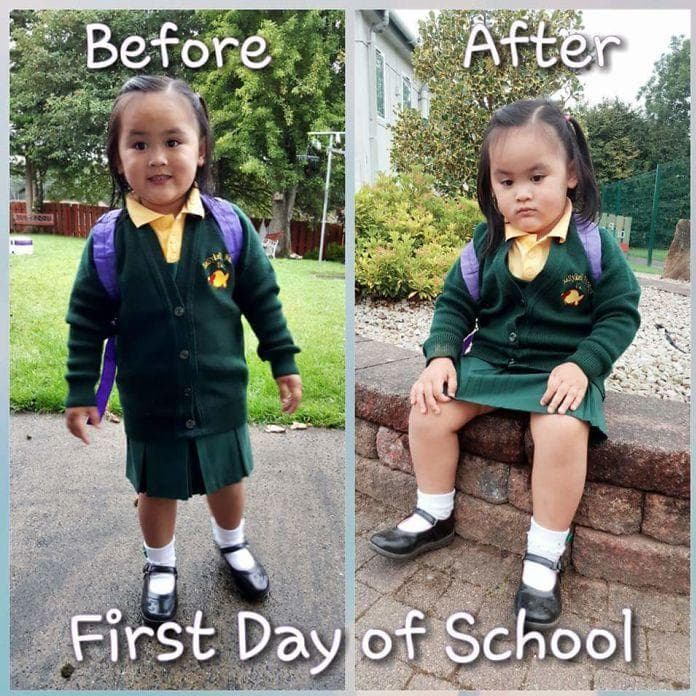 Hilarious Pictures of Kids Before and After Their First Day of School
