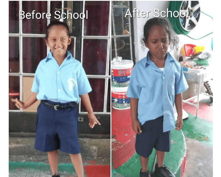 Hilarious Pictures of Kids Before and After Their First Day of School