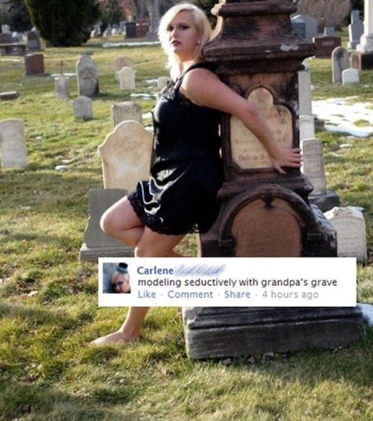 15 Hilariously Inappropriate Photos of People Posing With Graves