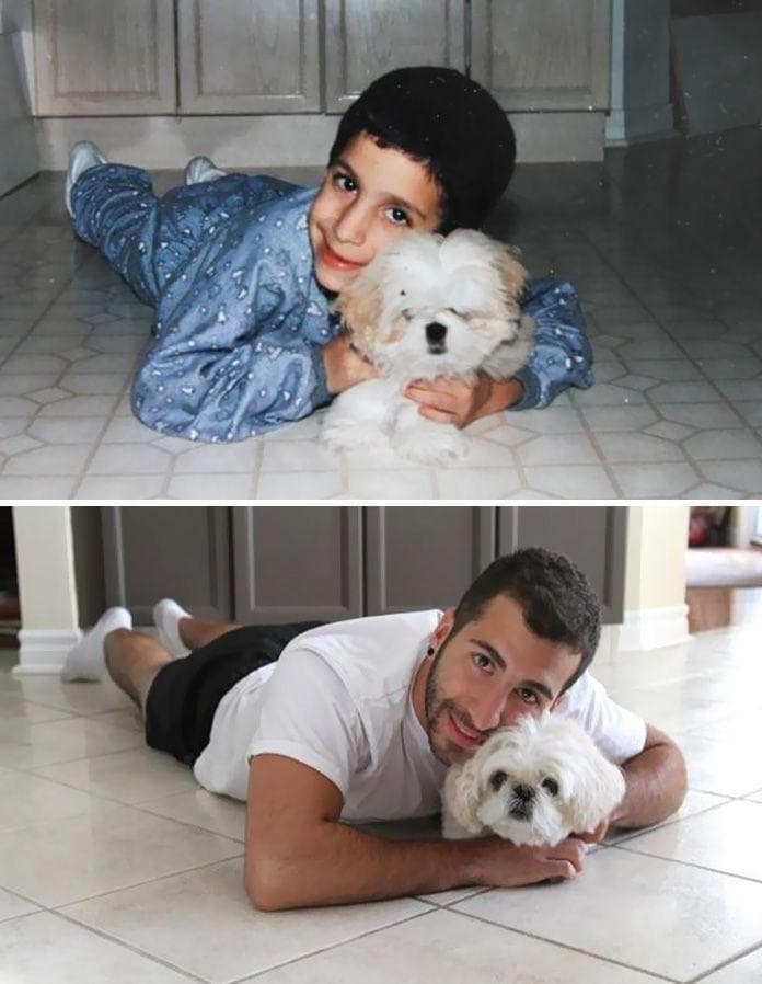 28 Adorable Photos of Dogs Growing Up With Their Humans