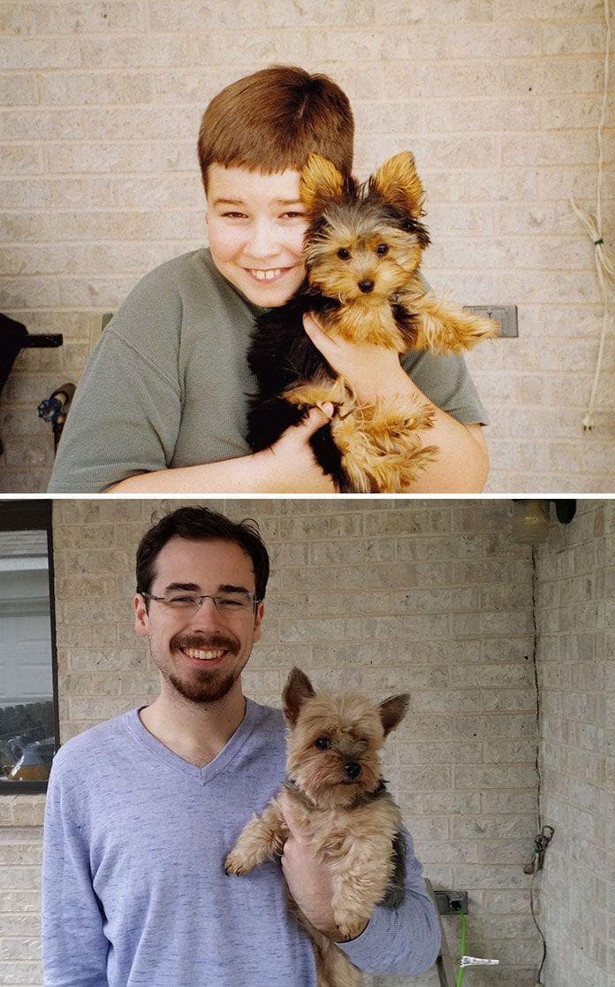 28 Adorable Photos of Dogs Growing Up With Their Humans