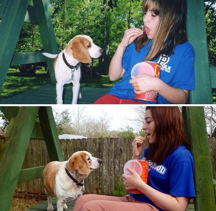 28 Adorable Photos of Dogs Growing Up With Their Humans