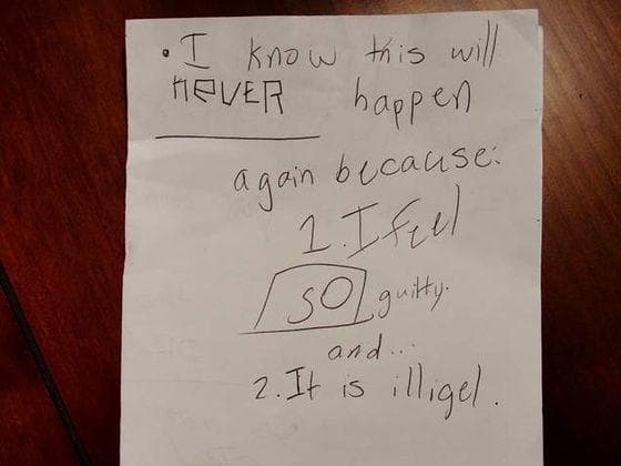 Notes From Kids Who Are Only Sorry Because They Got Caught