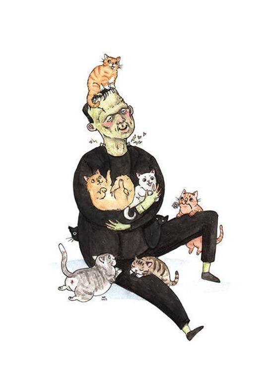 Horror Monsters Playing With Cats Art