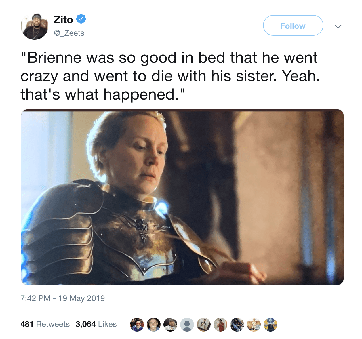 20 Best Brienne Memes From 'Game Of Thrones' Finale