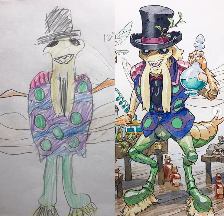 This Dad Turns His Son's Doodles Into Incredible Anime Characters