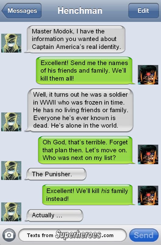 25 Of The Funniest Marvel Villains Text Conversations