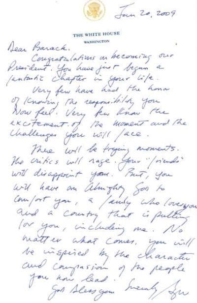 Letters From Outgoing Presidents To Their Successors