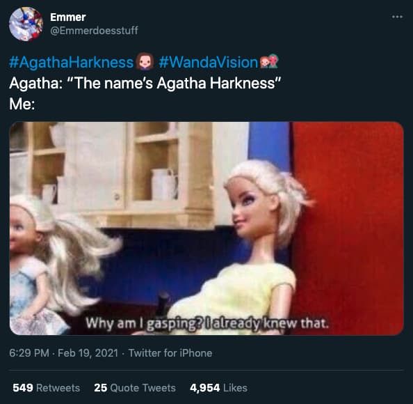 16 Reactions & Memes To Agatha Harkness' Reveal In 'WandaVision'