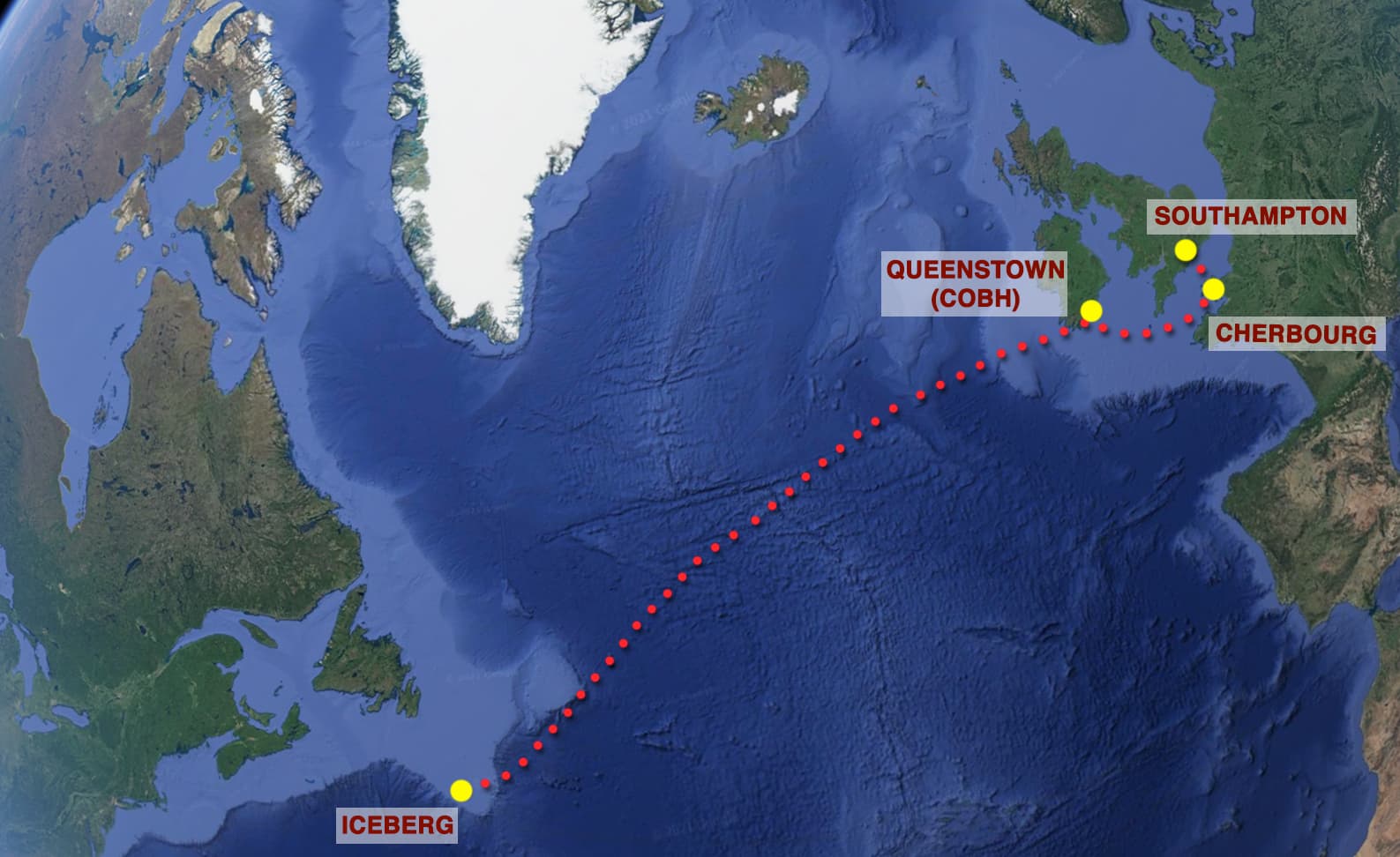 Titanic Route Map 1912