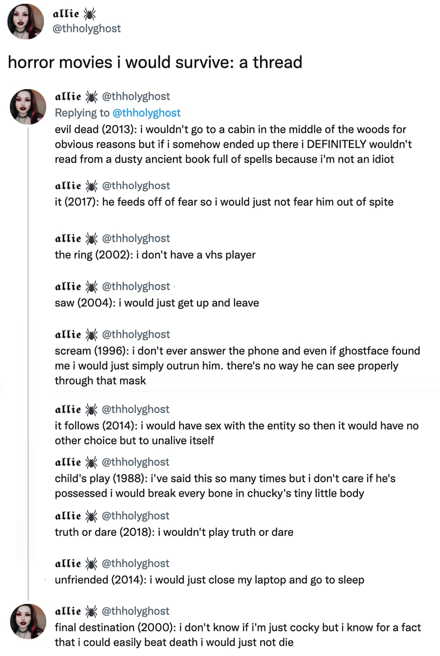 21 Pretty Hilarious Tweets From Horror Movie Fans That Would Make Any ...