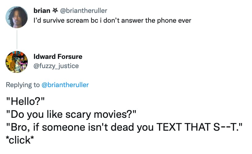 21 Pretty Hilarious Tweets From Horror Movie Fans That Would Make Any ...