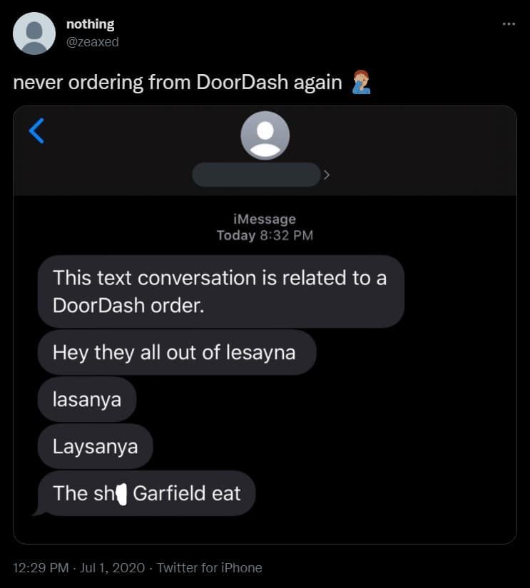 20 Hilariously Unhinged Text Conversations With Food Delivery Drivers ...