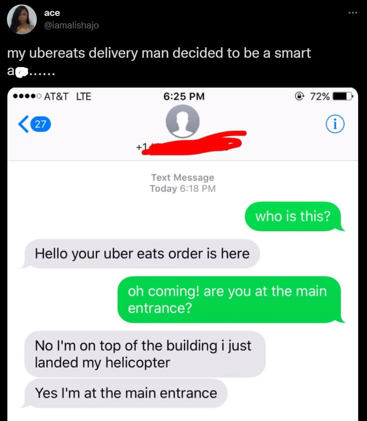 20 Hilariously Unhinged Text Conversations With Food Delivery Drivers ...