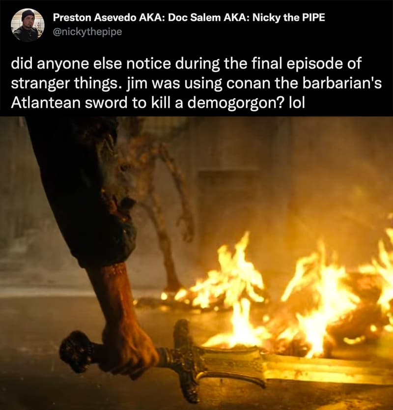 Stranger things gave hopper conan the barbarian’s sword for _ hopper ...