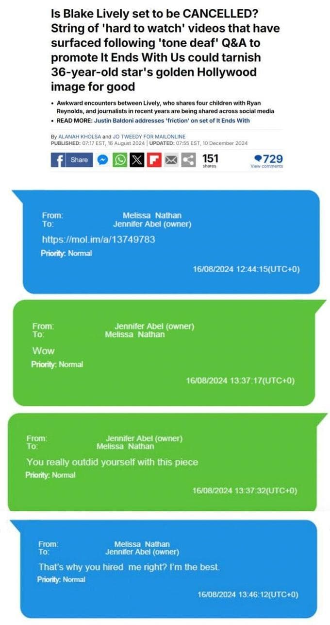 Every Text Message In The Blake Lively Vs Justin Baldoni Lawsuit